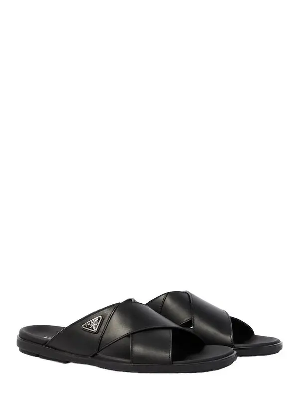 Prada Calf Leather Slingback Sandals - Black