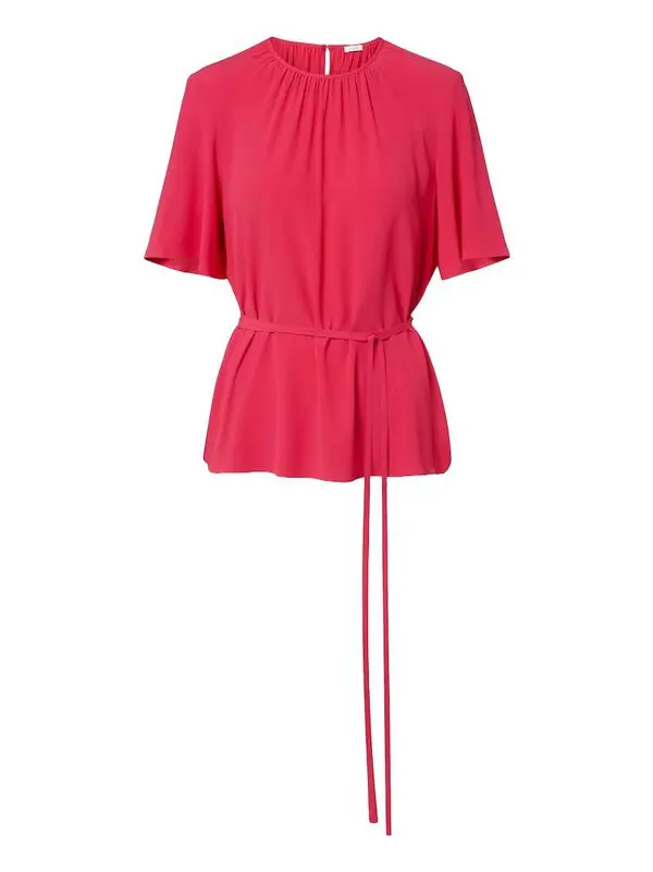 JOSEPH Libby Belted Crepe Blouse - Pink