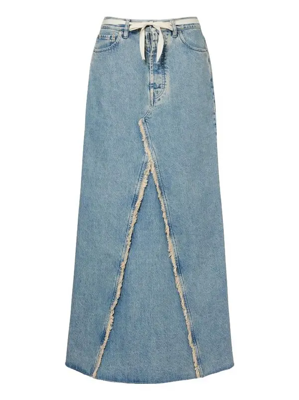 MAISON MARGIELA Frayed Denim Maxi Skirt - Blue