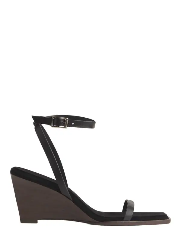 REFORMATION Lina Wedge Sandal Leather - Black