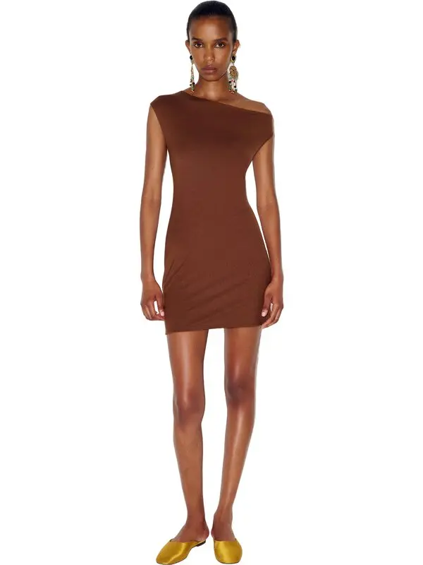 REFORMATION Madeline Knit Mini Dress - Brown