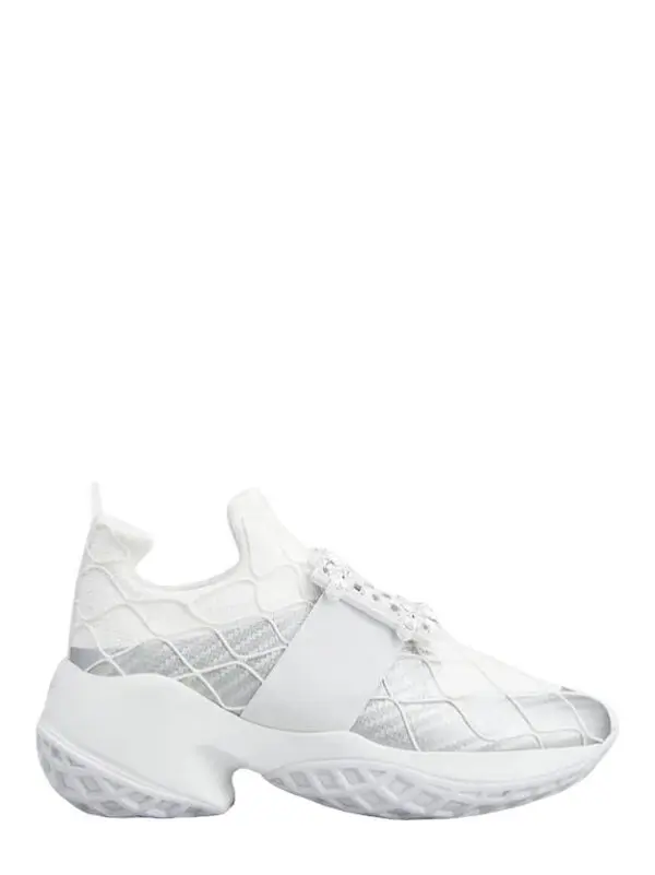 ROGER VIVIER Embellished Round Toe Sneakers - Silver