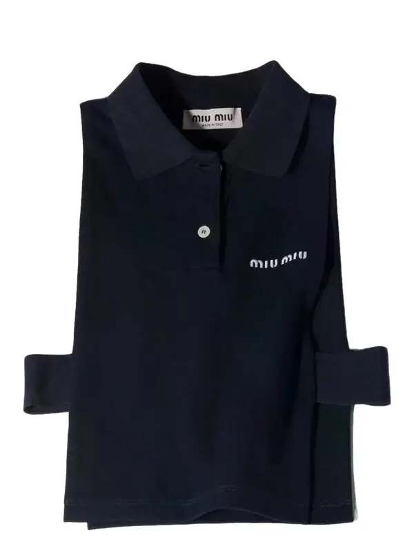 Miu Miu Piqué Polo Vest - Black