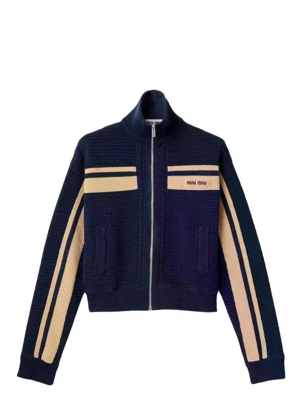 Miu Miu Cotton Crochet Cardigan - Blue