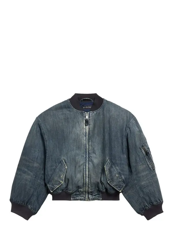 Balenciaga Denim Bomber Jacket - Blue