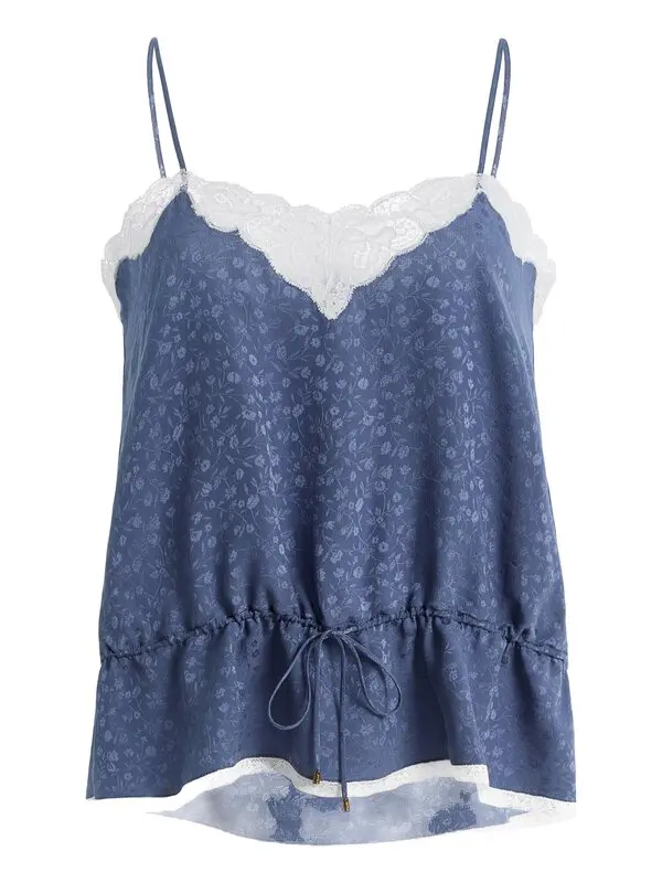 Chloé Lace-trimmed Silk Cami - Blue