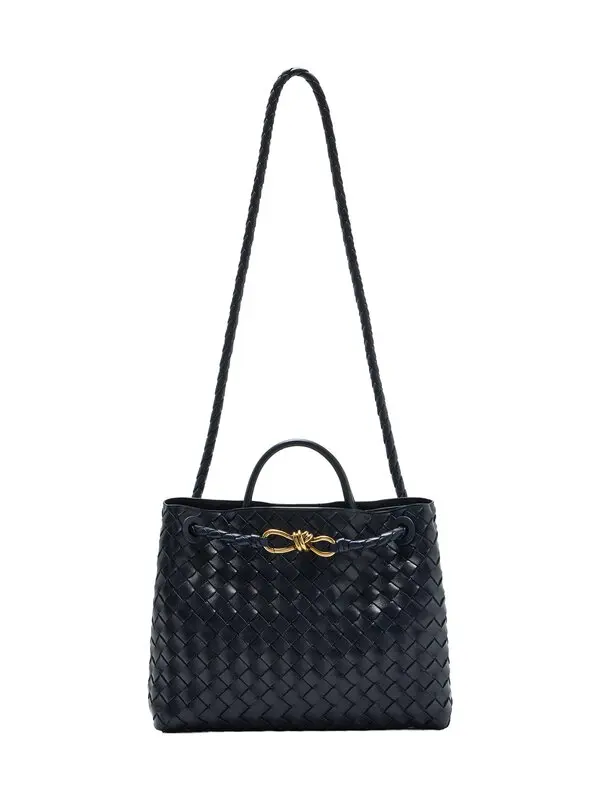 Bottega Veneta Andiamo Intrecciato Leather Bag - Navy