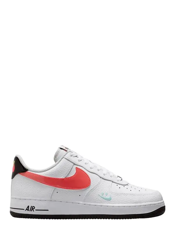 Nike Force 1 Low Patent Leather "smiley Face" Sneakers - White