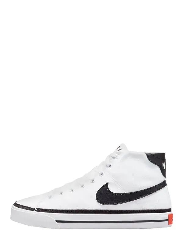 Nike Court Legacy Canvas Mid Top Sneakers - White/team Orange/black