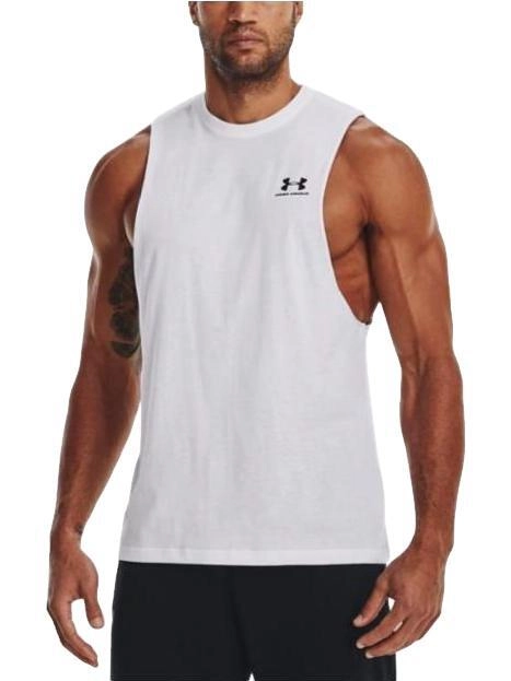 Under Armour Sportstyle Left Chest Cut-off Tank Top - White