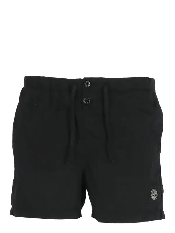 Stone Island Slogo Patch Drawstring Swim Shorts - Black