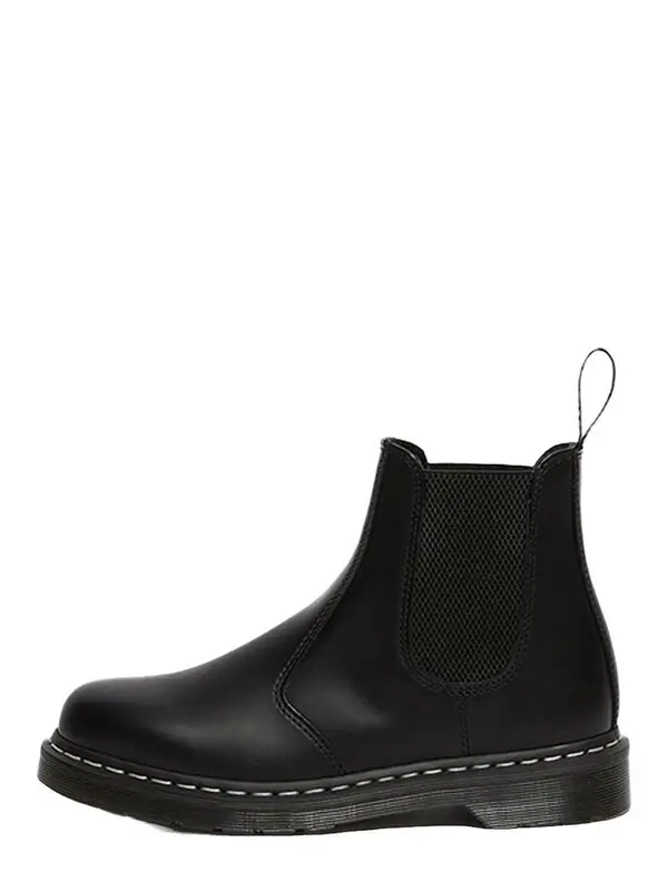 Dr. Martens 2976 White Stitch Leather Chelsea Boots - Black
