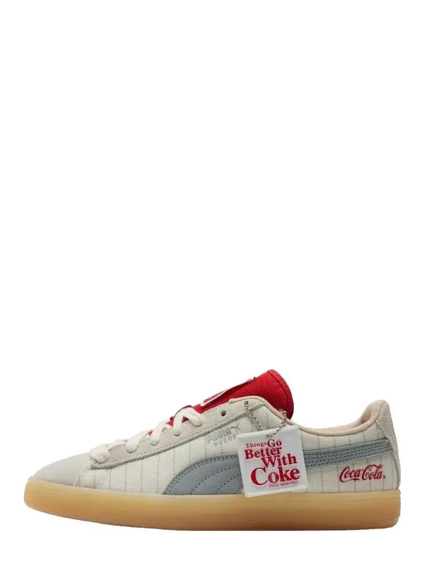 PUMA Coca-cola X Suede "slate Pinstripes" Lace Up Sneakers - White/beige/red