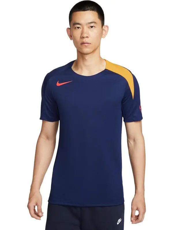 Nike Dri-fit Short-sleeve Soccer Top - Blue Void/laser Orange