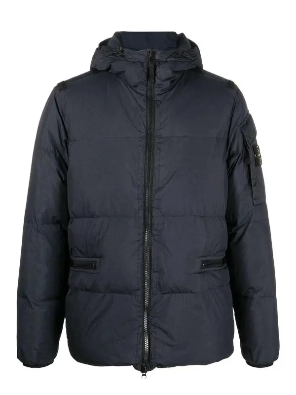 Stone Island Crinkle Reps Down Jacket - Navy