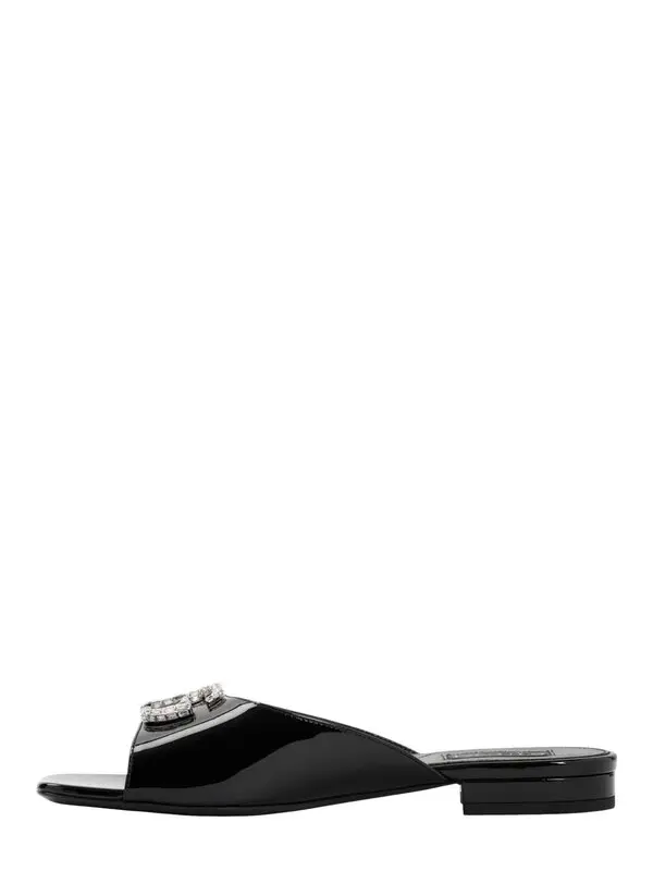 Gucci Gg Patent Leather Slides - Black