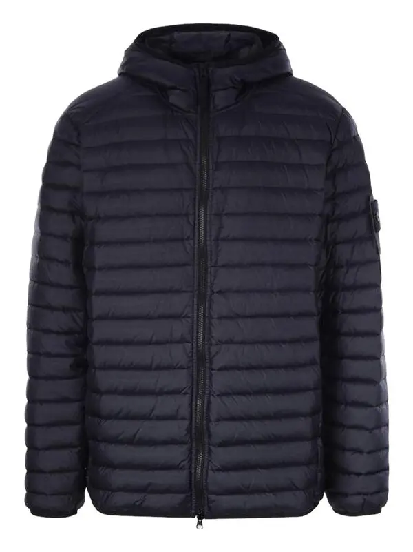 Stone Island Quilted Hooded Down Jacket - Black