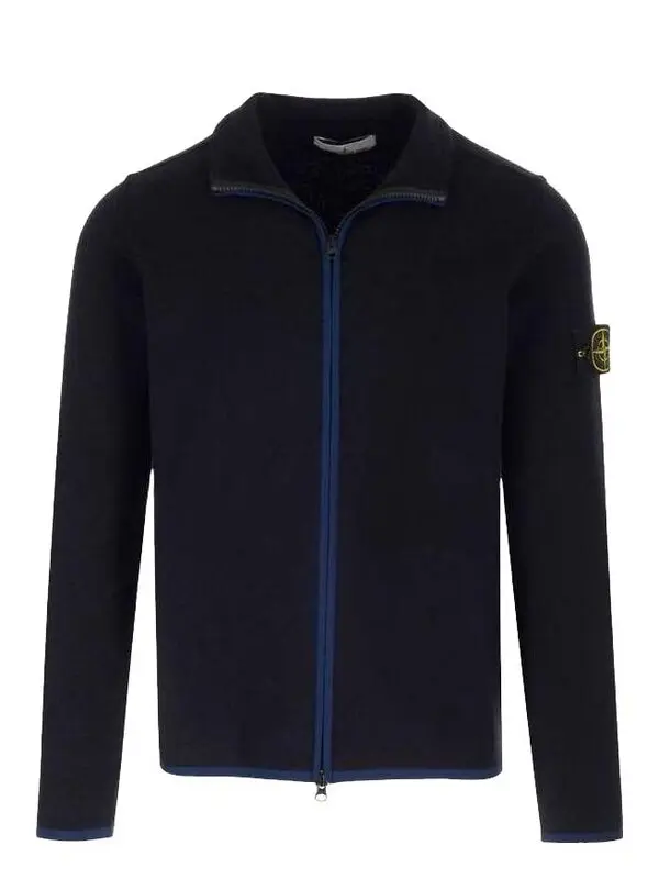Stone Island Compass-patch High-neck Zipped Cardigan Jacket - Black