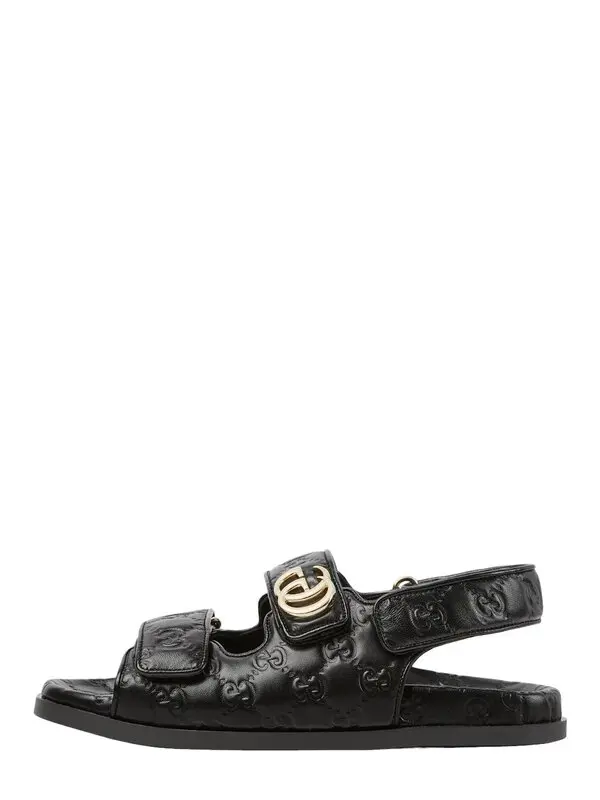 Gucci Double G Leather Sandals - Black
