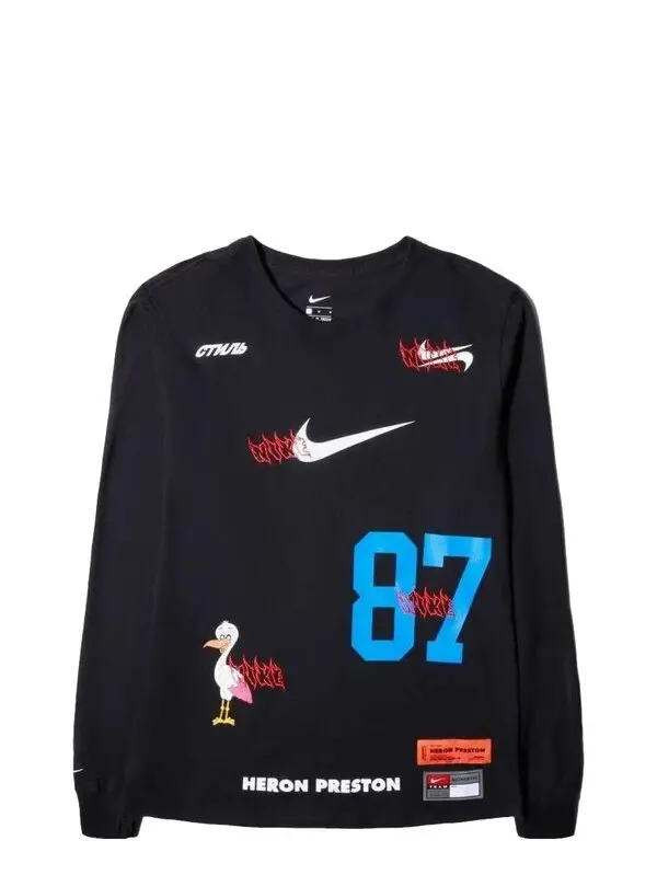 Nike Long Sleeve Tee With Graphic Accents - Black/multi-color