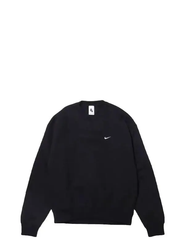 Nike Lab Fleece Crew Solid Color Stay Warm Sports Round Neck Pullover - Black