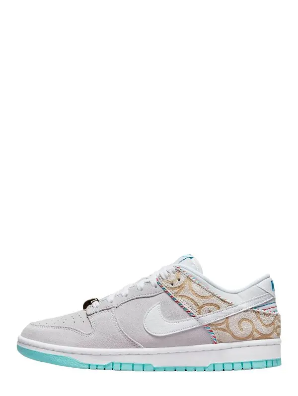 Nike Dunk Low Se "barbershop" Sneakers - Gray/white/blue