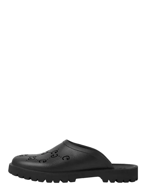 Gucci Slip-on Sandals With Cut-out Monogram - Black