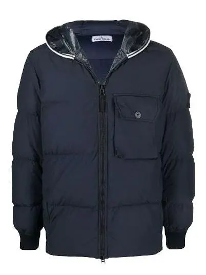 Stone Island Padded Zip-up Down Coat - Navy