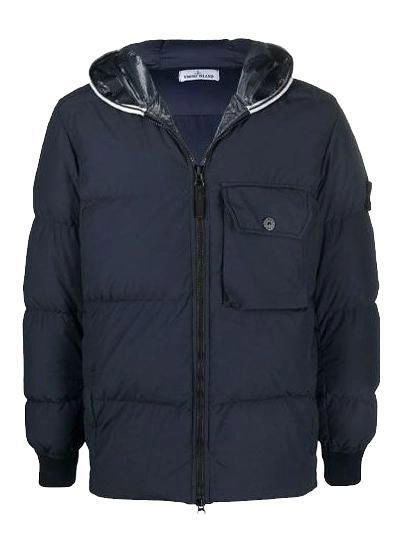 Stone Island Padded Zip-up Down Coat - Navy