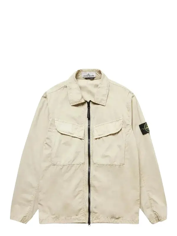 Stone Island Brushed Canvas Zip Overshirt 'cream - Beige