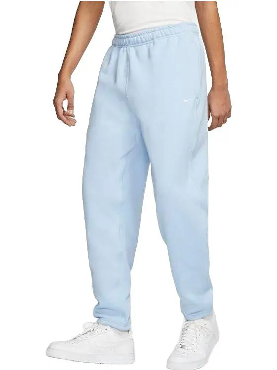Nike Lab Solid Color Fleece Lined Bundle Feet Casual Sports Long Pants - Blue