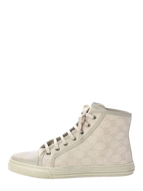 Gucci High Top Gg Logo Print Sneakers - Beige/white