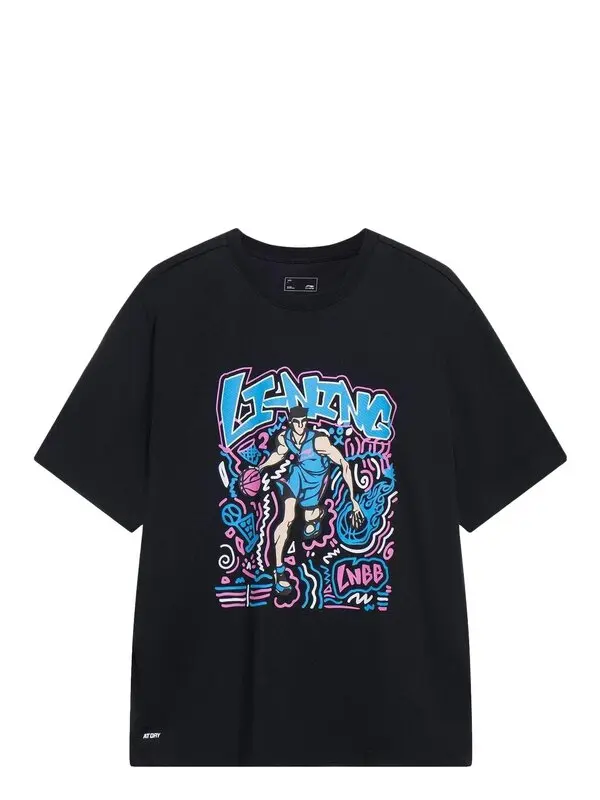 LI-NING Hoops Comics Graphic T-shirt 'black - Black/multi-color