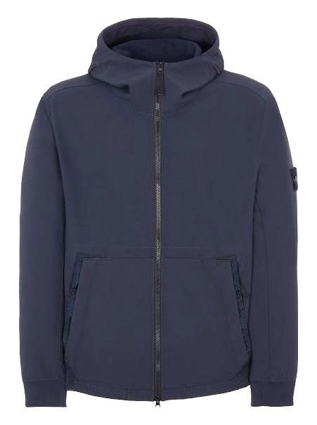 Stone Island Soft-shell Hooded Jacket - Navy