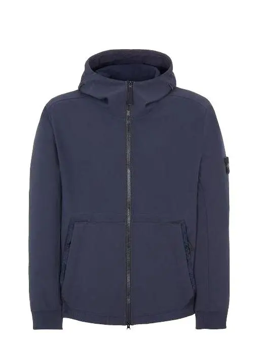Stone Island Soft-shell Hooded Jacket - Navy