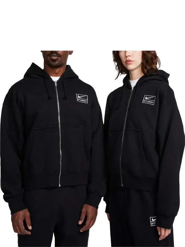 Nike X Stussy Stone Washed Fleece Zip Hoodie - Black