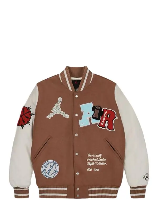 JORDAN X Travis Scott Varsity Jacket - Archaeo Brown/light Orewood Brown