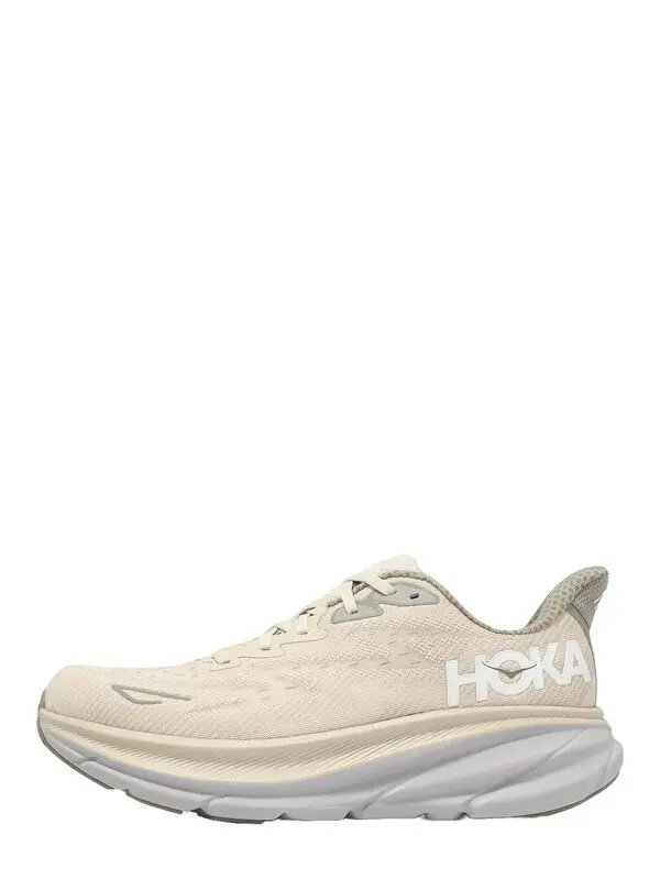 Hoka One One Clifton 9 2e Wide Running Sneakers - Beige/white