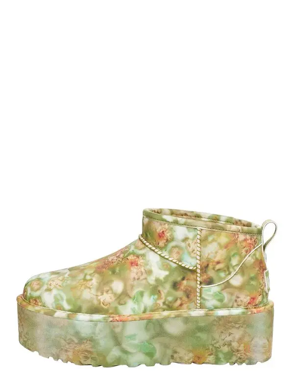 UGG Classic Ultra Mini Platform Boots Collina Strada Green Floral - Green/floral