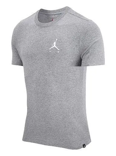 JORDAN Jumpman Logo Embroidered Knit Sports Short Sleeve - Gray