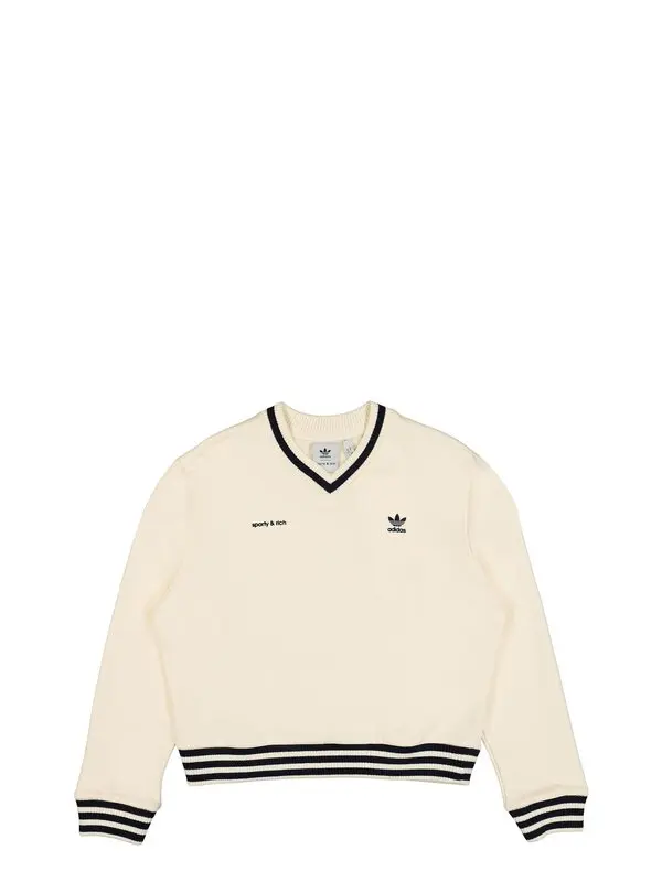 Adidas X Sporty & Rich V-neck Sweater - Beige
