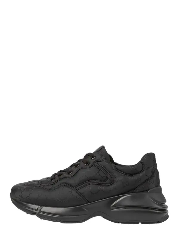 Gucci Rhyton Monogram Nylon Sneakers - Black