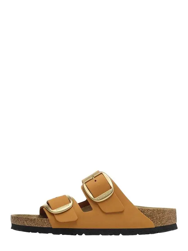 BIRKENSTOCK Arizona Big Buckle Nubuck Leather Sandals - Orange/gold