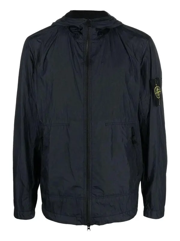 Stone Island Crinkle Reps Hooded Jacket - Navy