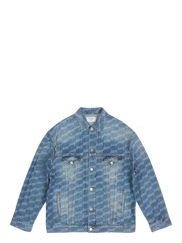 Balenciaga Bb Monogram Denim Jacket - Blue