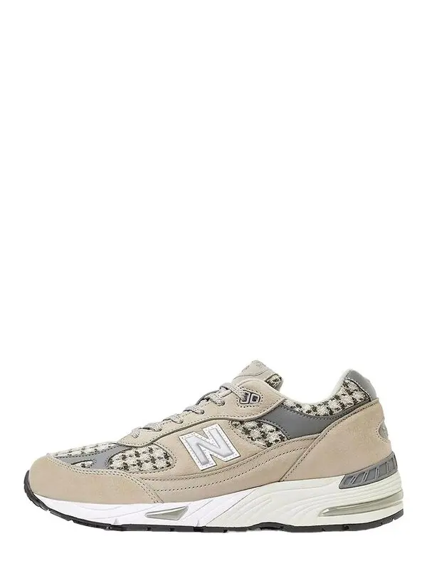 NEW BALANCE Harris Tweed X 991 Made In England Houndstooth Sneakers - Khaki/white/gray