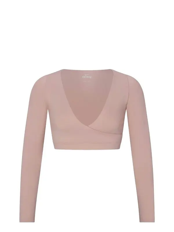 Nike X Skims Matte Wrap Long Sleeve Cropped Top - Himalayan
