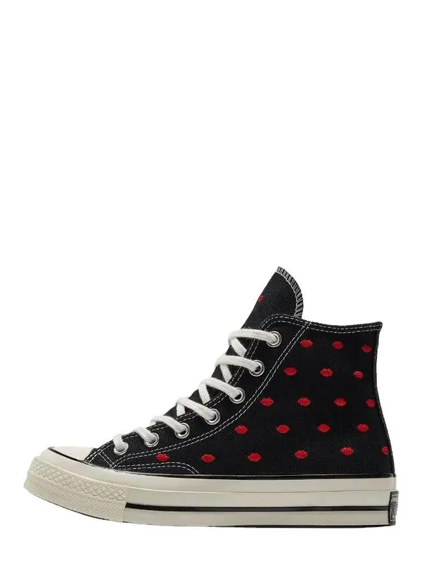 CONVERSE Chuck 70 Embroidered Lips High Top Sneakers - Black/red