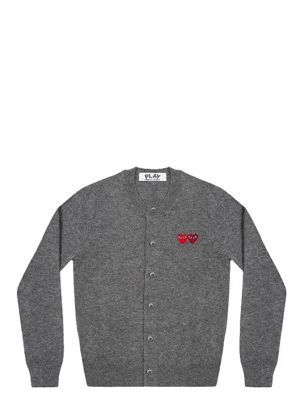 Play Comme Des Garcon Cardigan With Double Emblem Applique - Grey