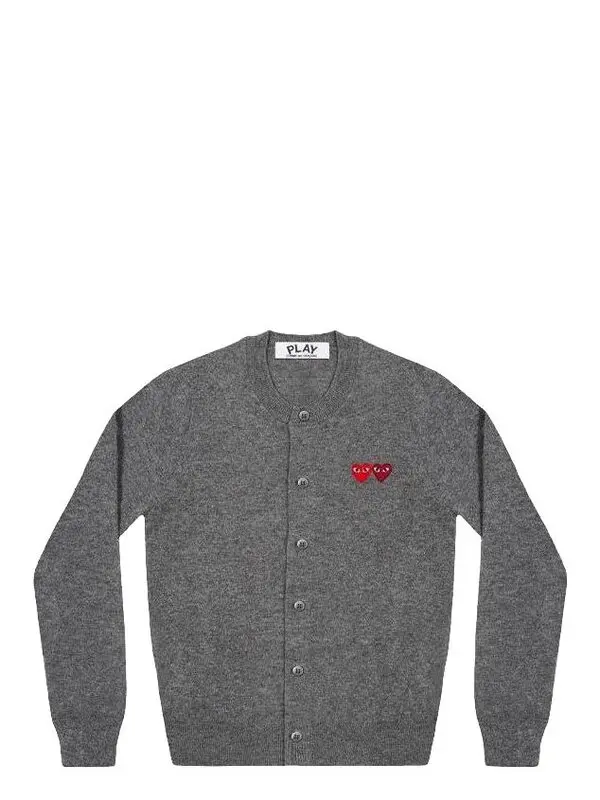 Play Comme Des Garcon Cardigan With Double Emblem Applique - Grey